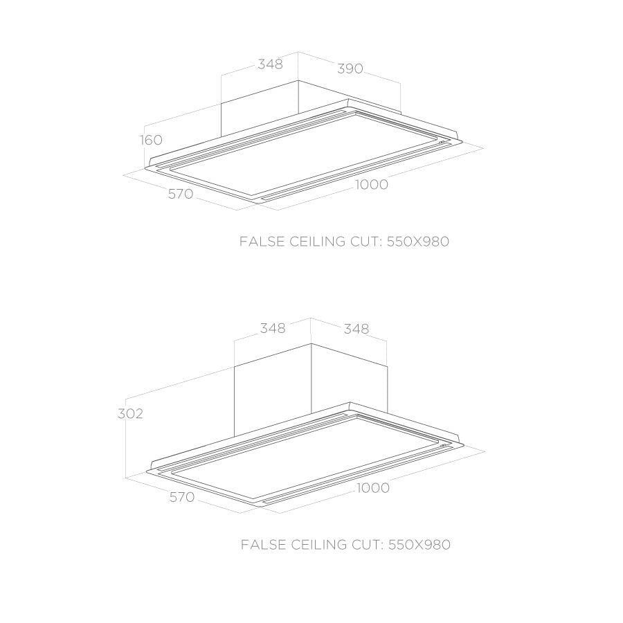 Elica Hilight GLS No Motor 100cm Ceiling Extractor Hood in White Glass ...